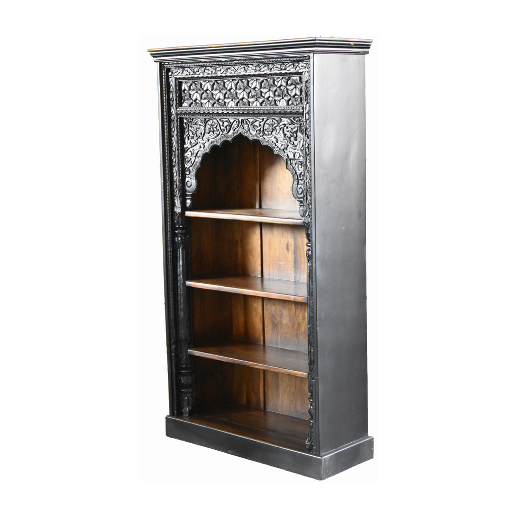 Wood and black bookcase store