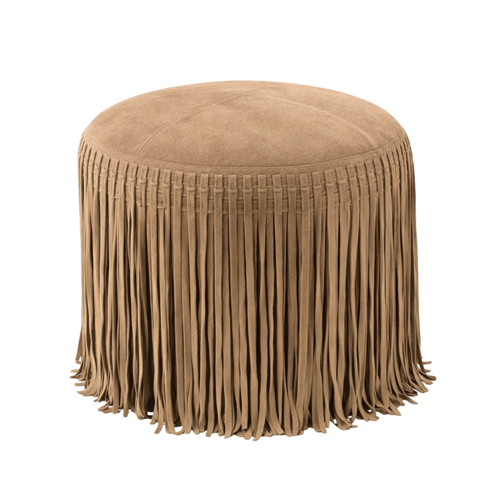 Suede Pouf w/ Fringe - Light Brown – Liam & Lana